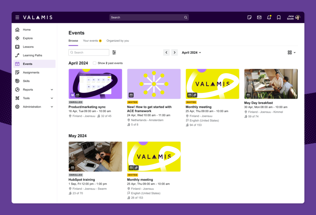 Training Scheduling & Event Management Software | Valamis